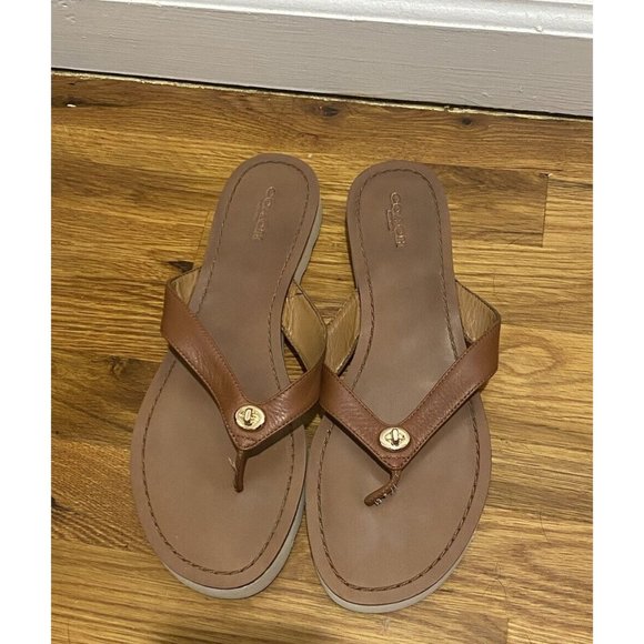 Coach | Shoes | Coach Womens Sandals 5b Coach Shelly Leather Flip Flop ...